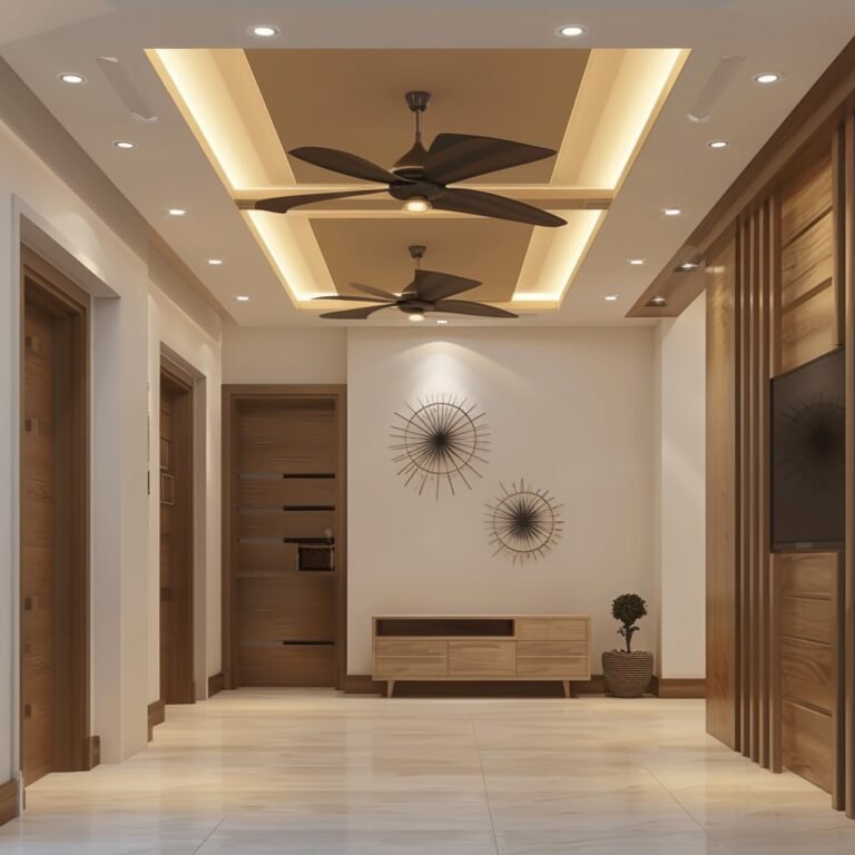 10 False Ceiling Design for Hall with Two Fans and Chandelier - Home ...